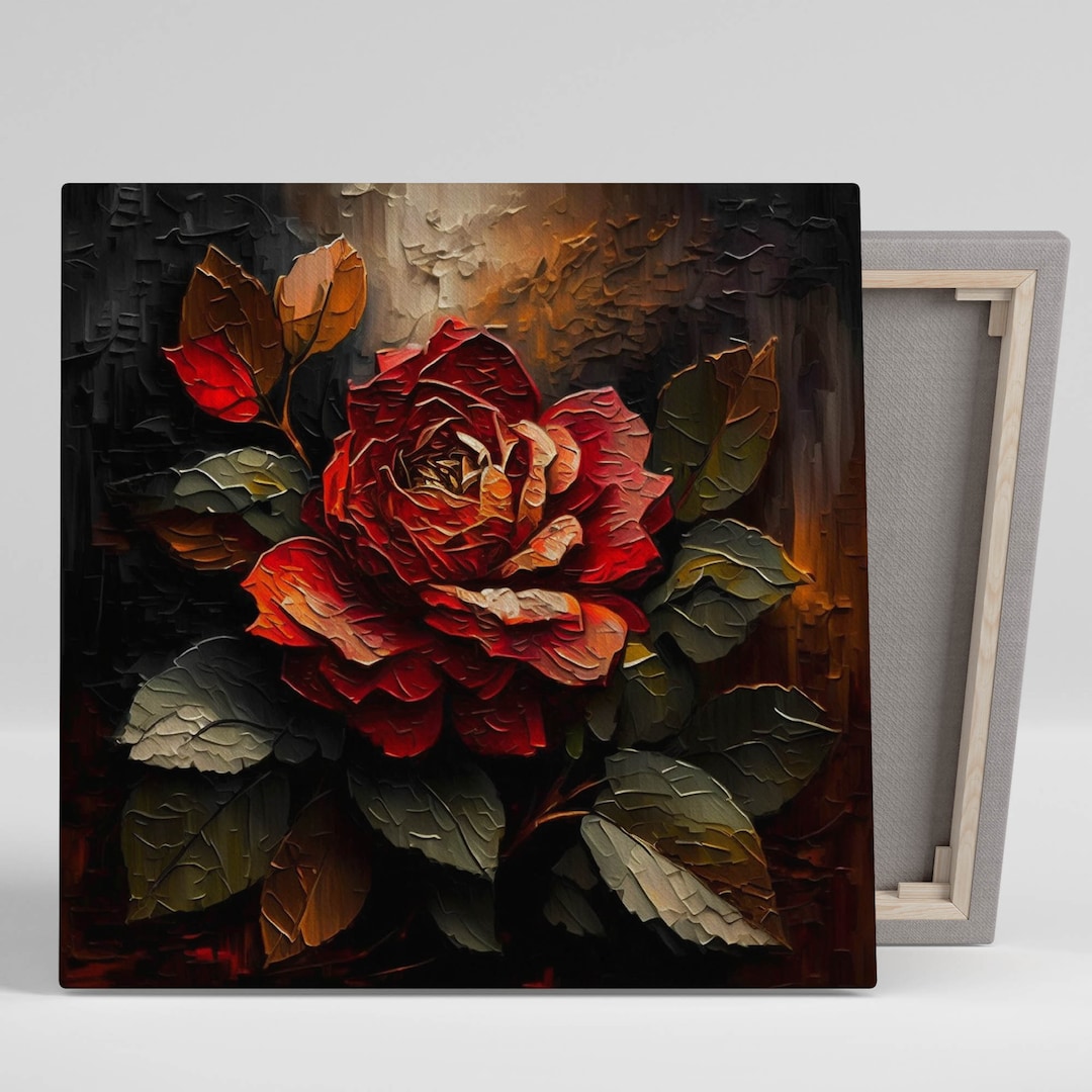 Red Rose Wall Decor, Canvas or Poster, Red Rose Canvas Art, Floral Wall ...