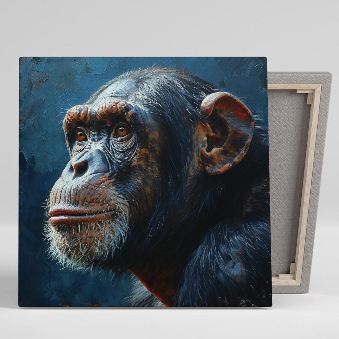 Chimpanzee Art, Canvas or Poster, Animal Contemporary Rustic Decor ...