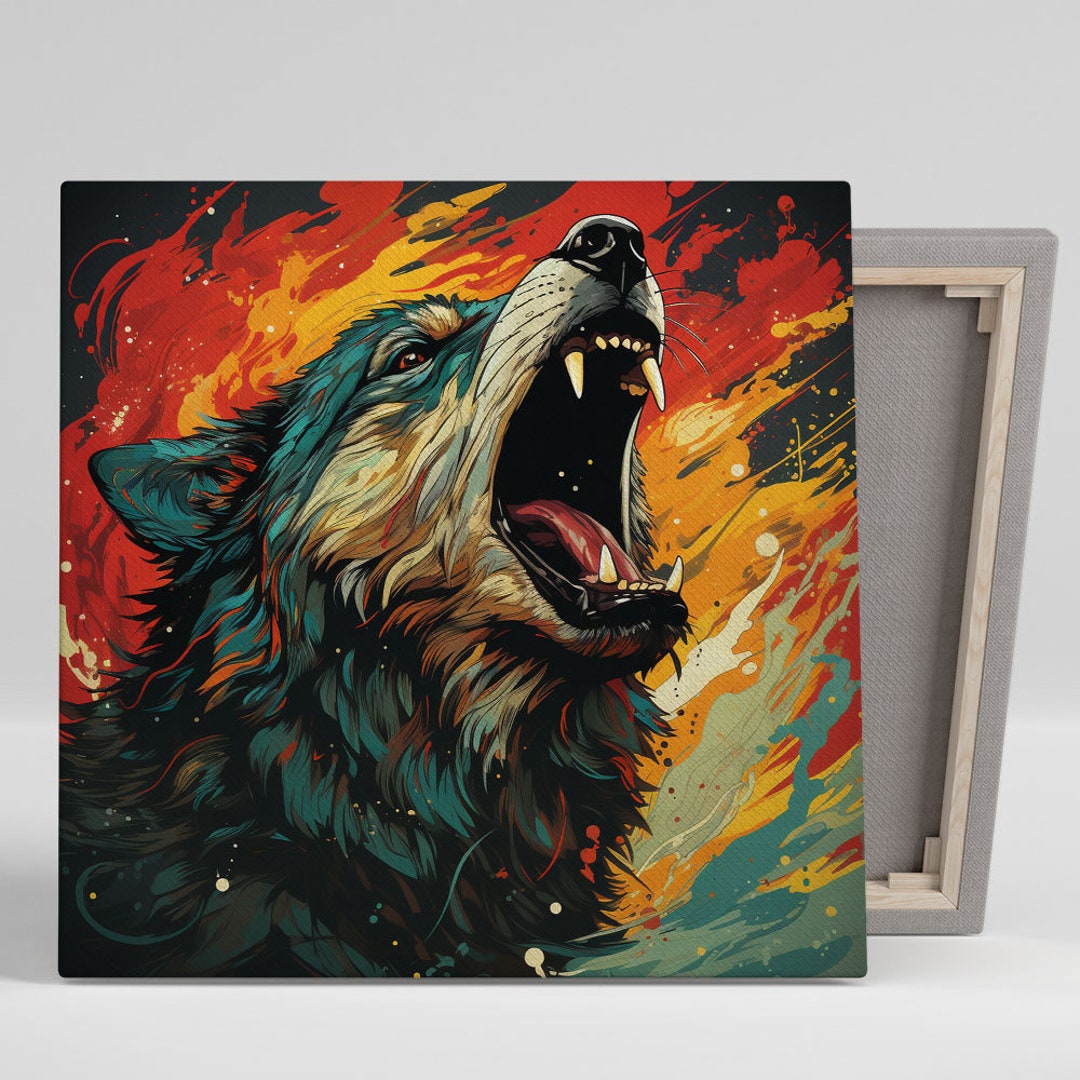 Wolf Howling Wall Decor, Canvas or Poster, Wolf Howling Art, Howling ...