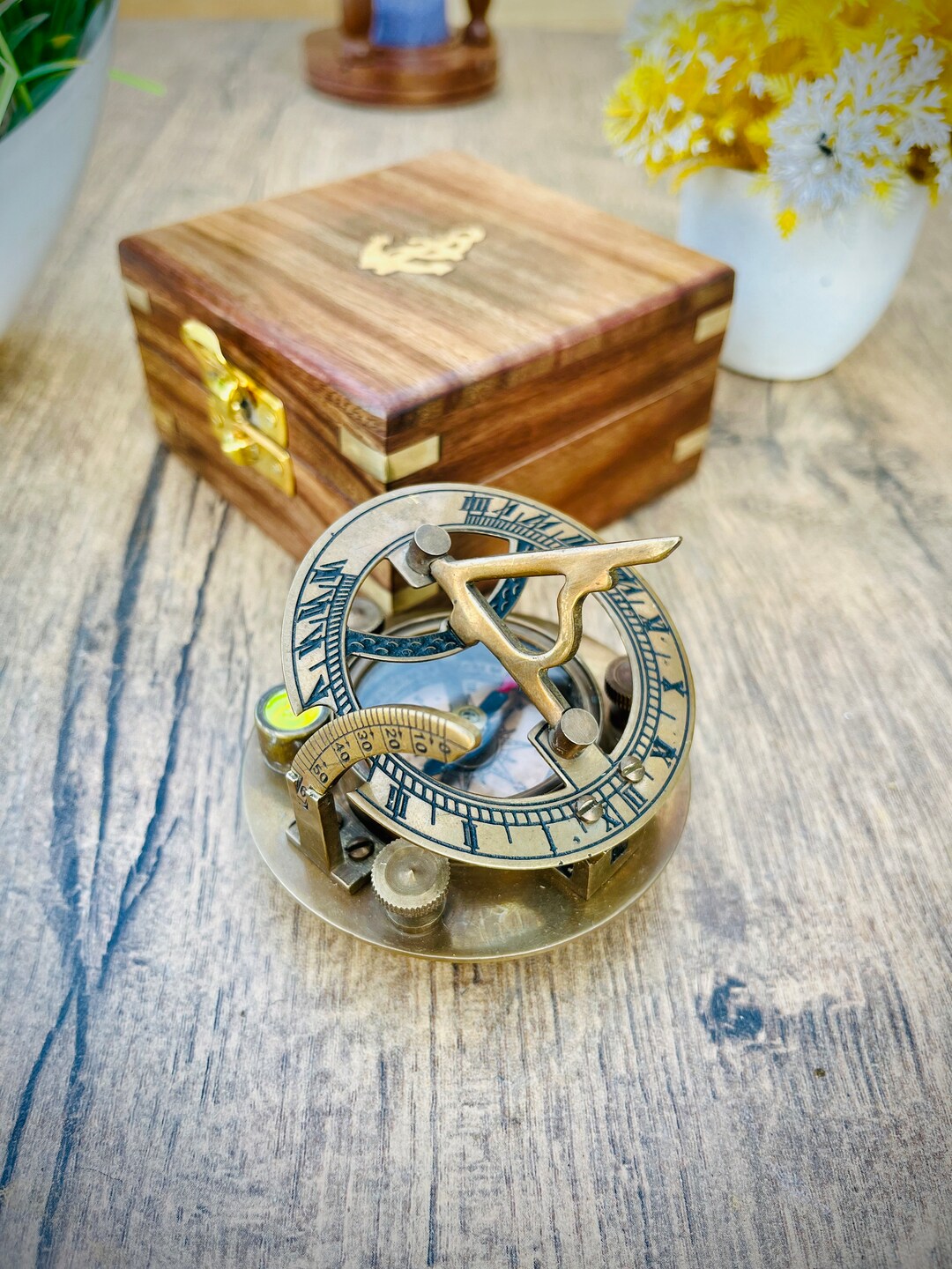 Brass Sundial Compasspersonalized Custom Engraving Sundial - Etsy