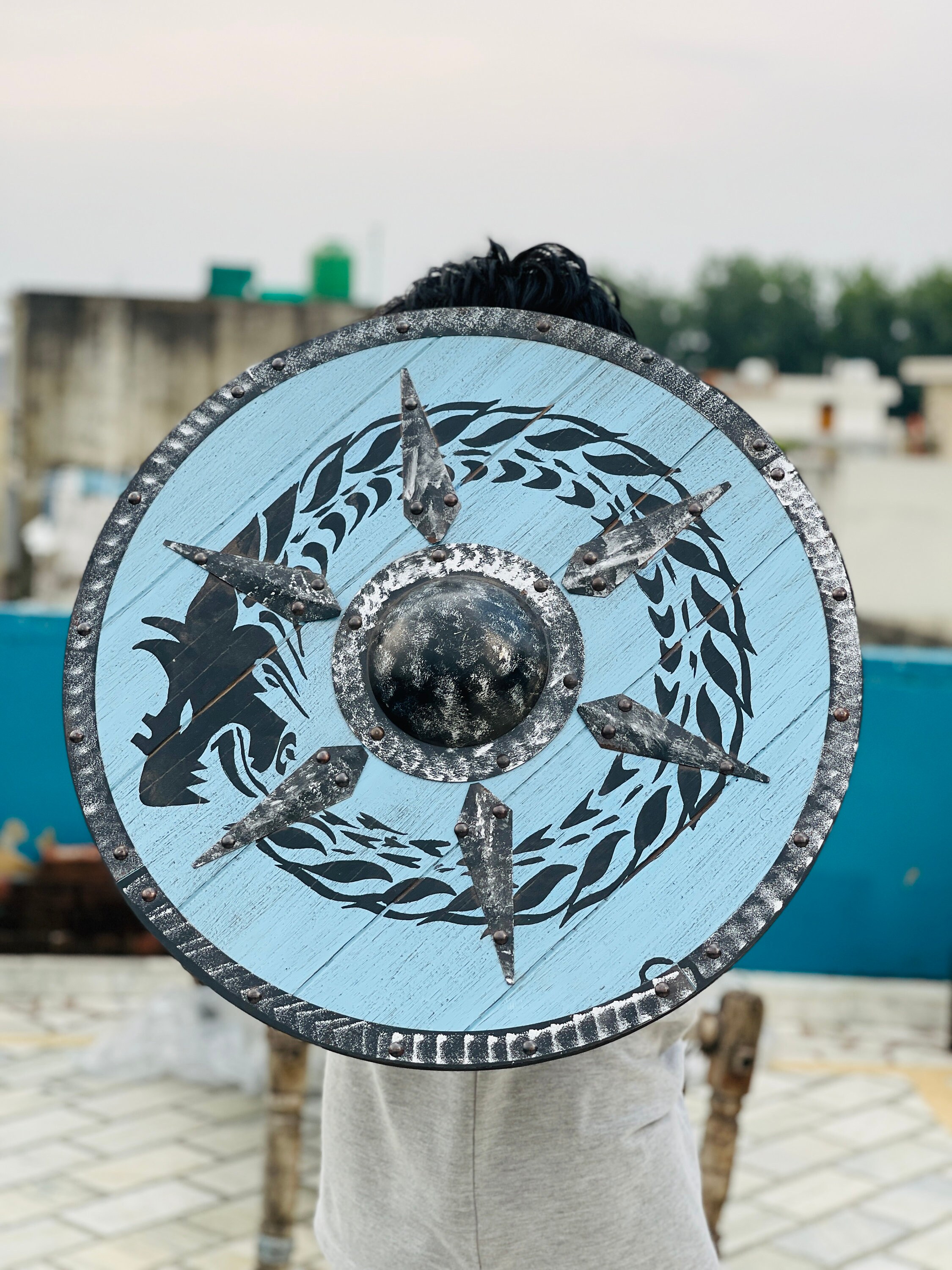 Blue Dragon Viking Wooden Shield / Halloween Gift / Halloween Gift ...