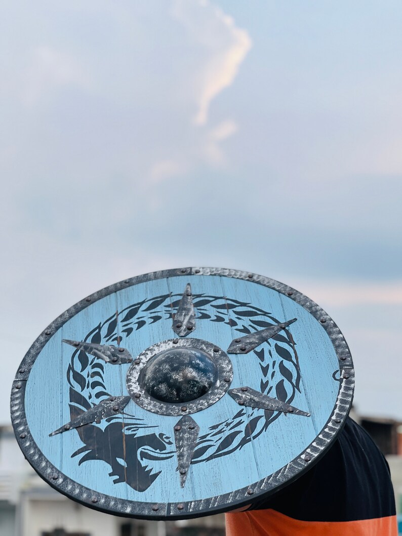 Blue Dragon Viking Wooden Shield / Halloween Gift / Halloween Gift ...