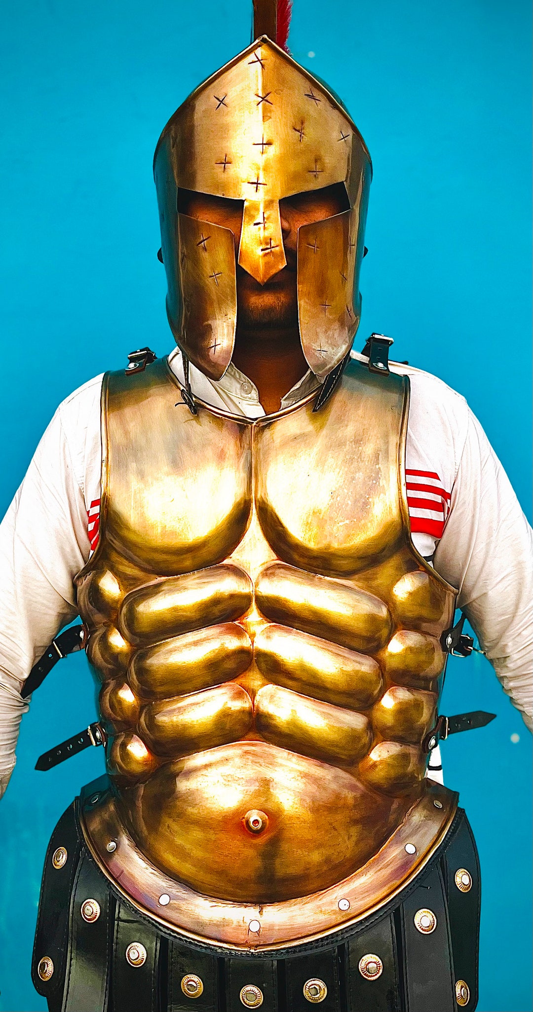 Handmade Spartan Muscle Jacket With Armor Spartan Helmet - 300 Movie ...