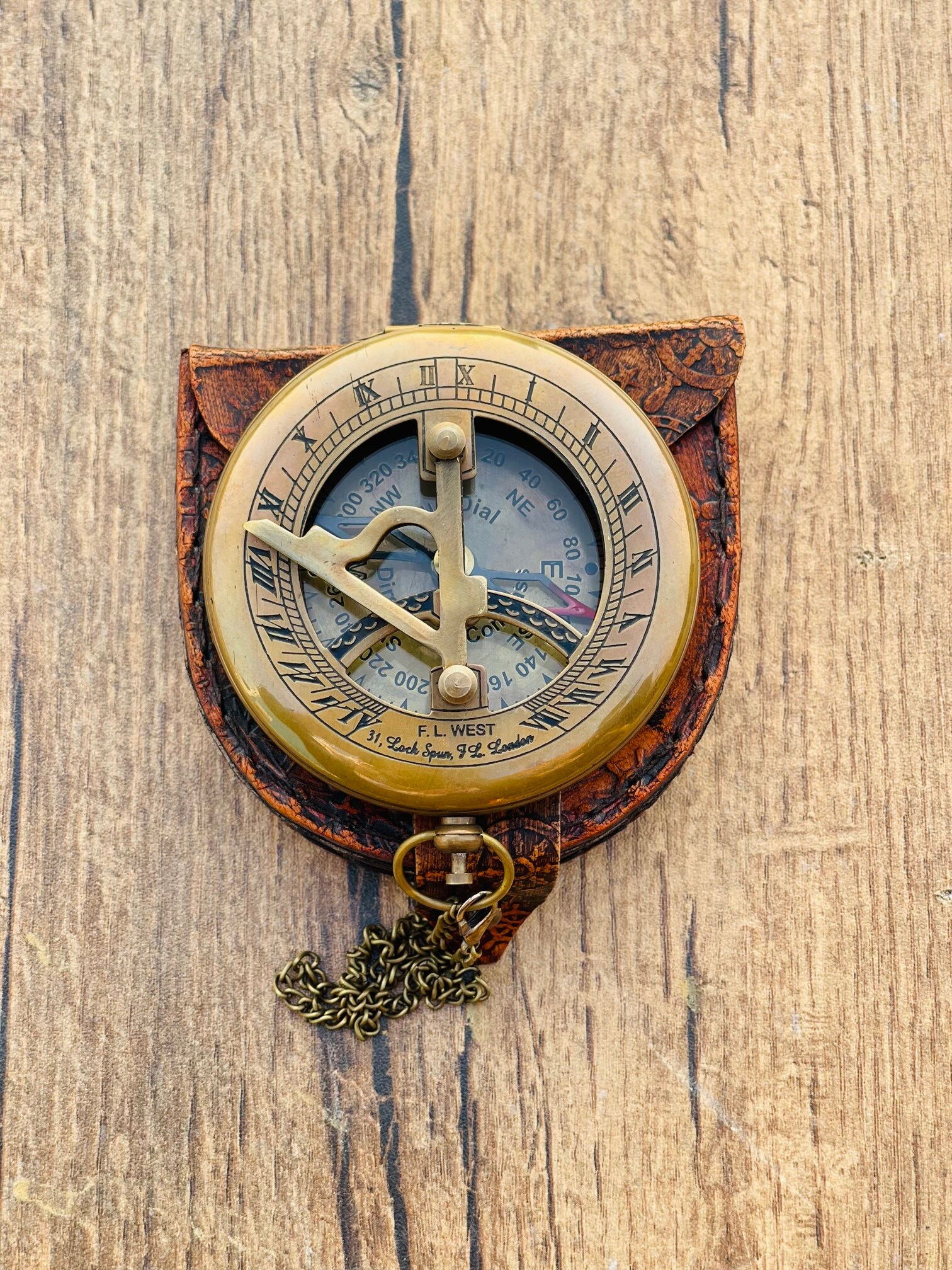 Antique Sundial Compass Mural