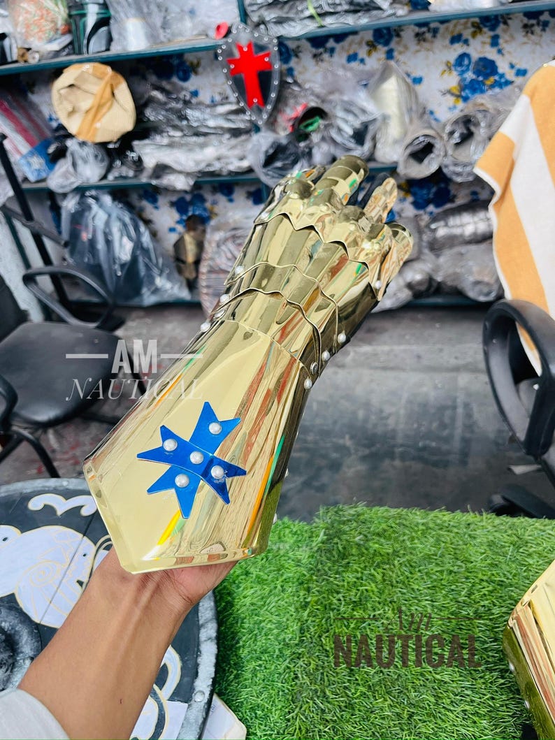 Armor Medieval Knight Gloves Gauntlets Steel Gothic Golden Finish 18 ...