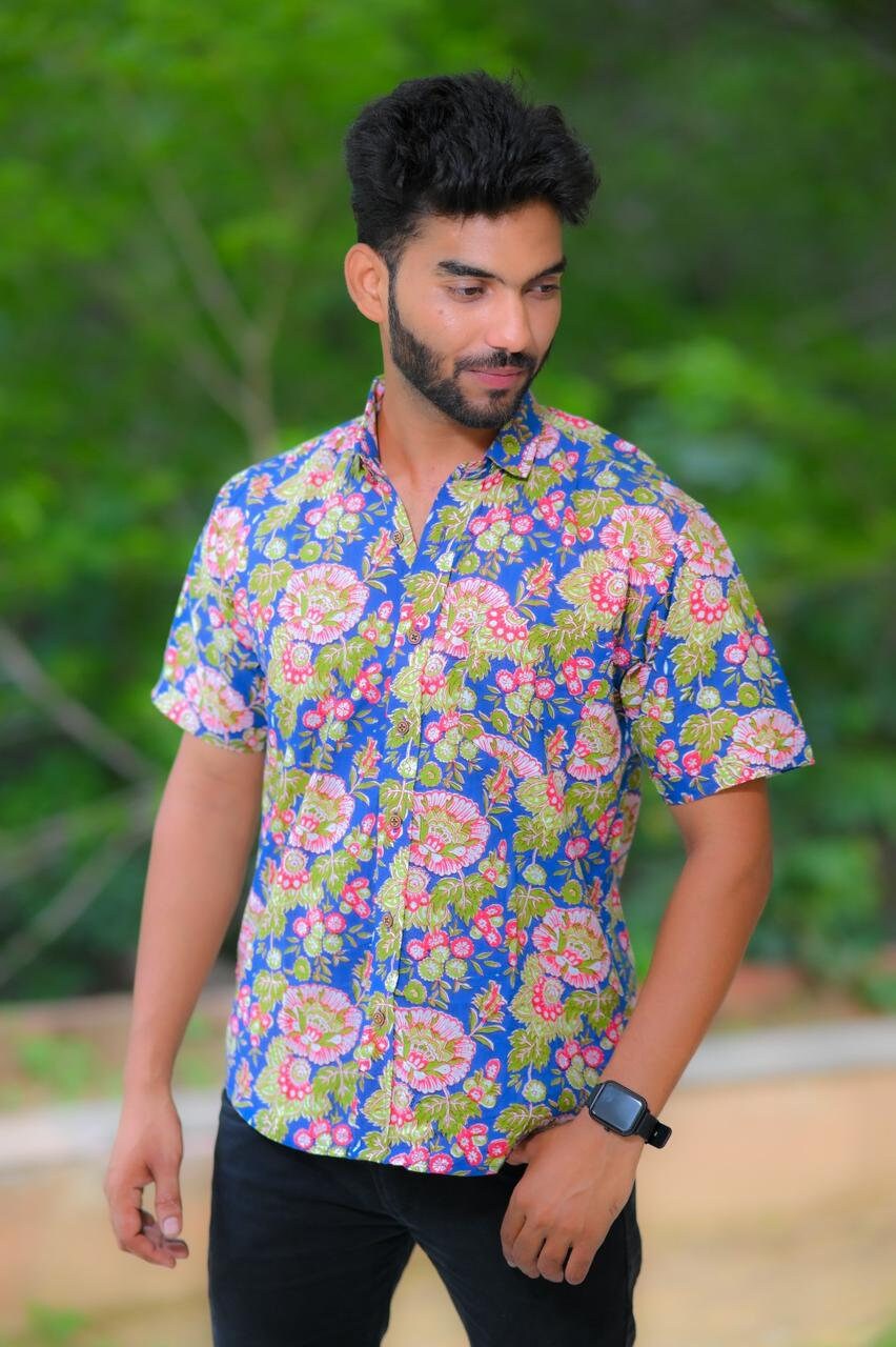 Jaipuri Hand Block Printed Shirt, Indian Men's Shirt, Hand Block Men's ...