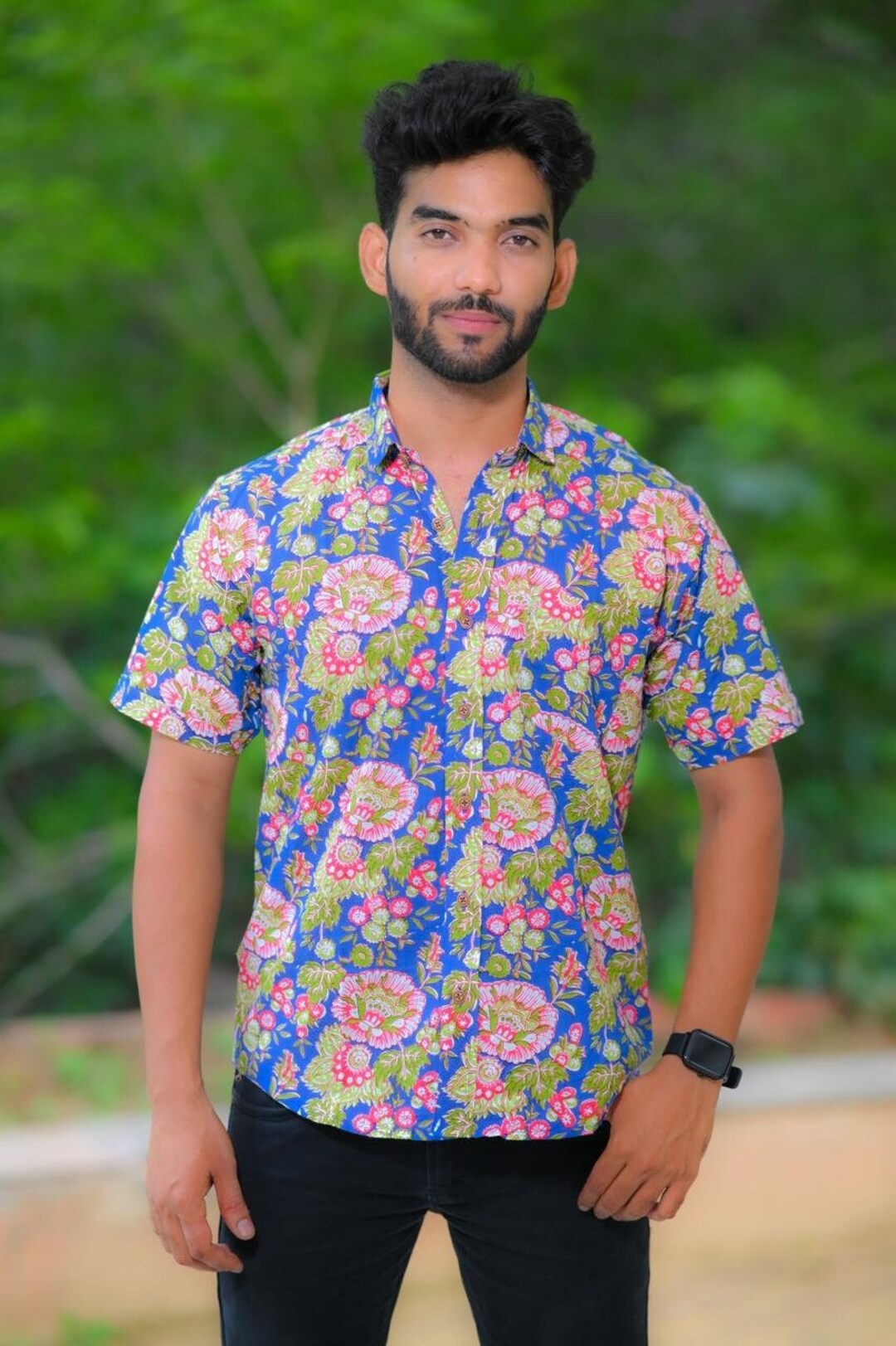 Jaipuri Hand Block Printed Shirt, Indian Men's Shirt, Hand Block Men's ...