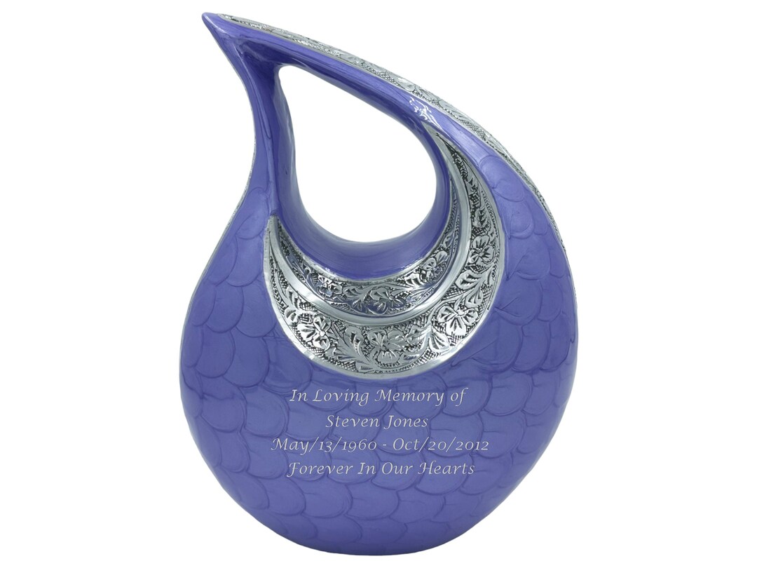 Beautiful Purple Cremation Urn With Velvet Bag, Personalized Urn, Urn ...