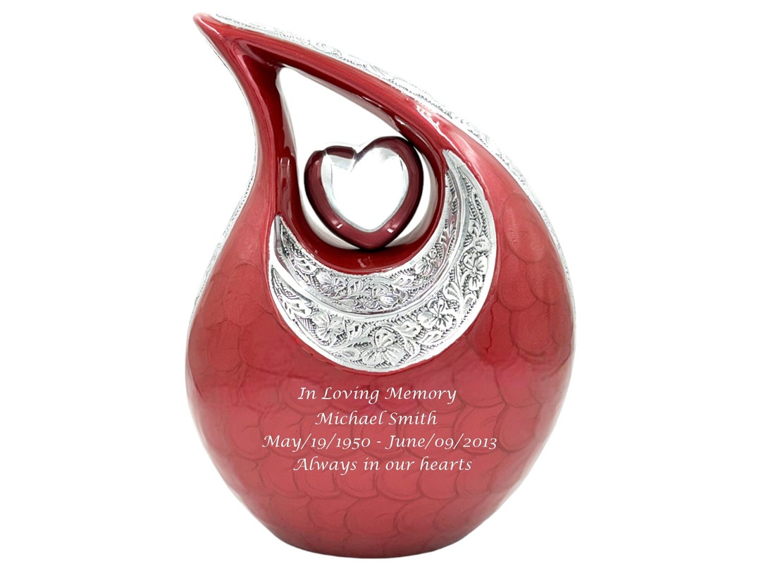 Red Cremation Urn - Personalized Cremation Urn - Urn for Memorial - Urn ...