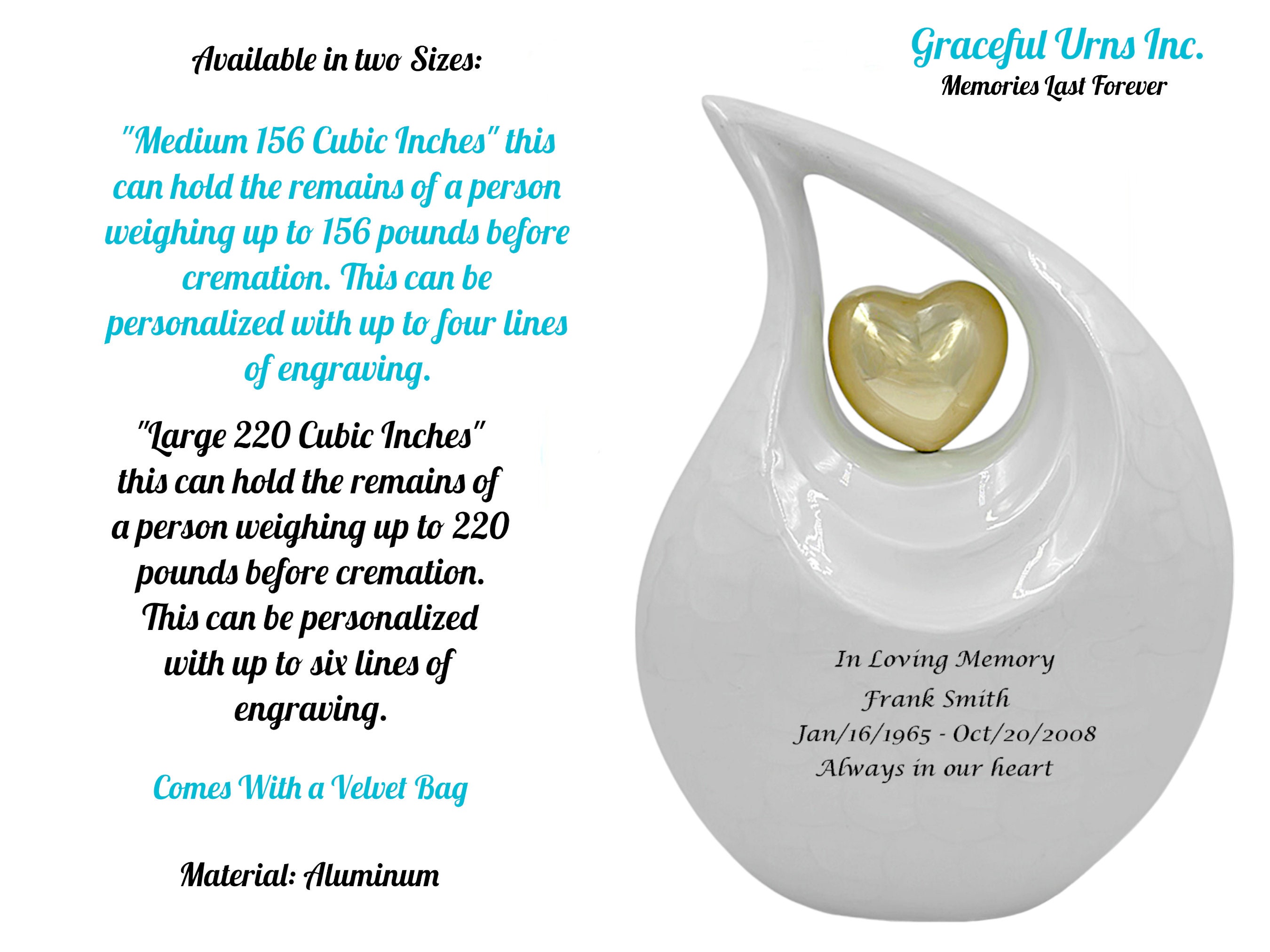 Personalized Cremation Urn With Velvet Bag Unique Urn Memorial Urn ...
