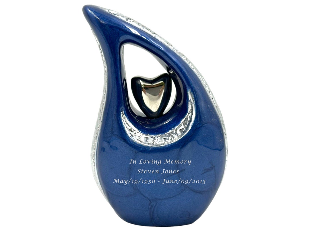 Blue Keepsake Urn - Miniature Blue Teardrop Urn - Mini Blue Urn - Small ...