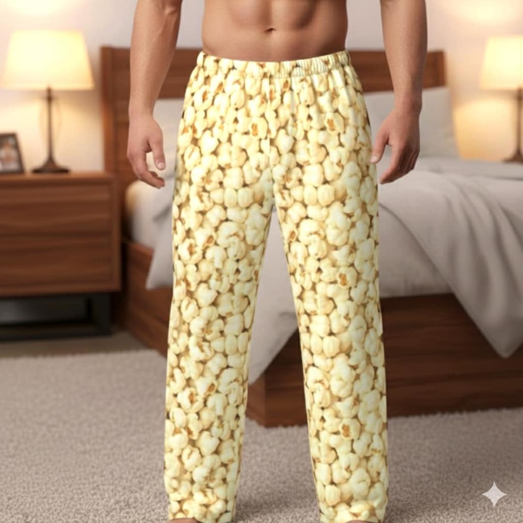 Popcorn Polyester Men's Pajama Pants, Gift for Him, Loungewear - Etsy