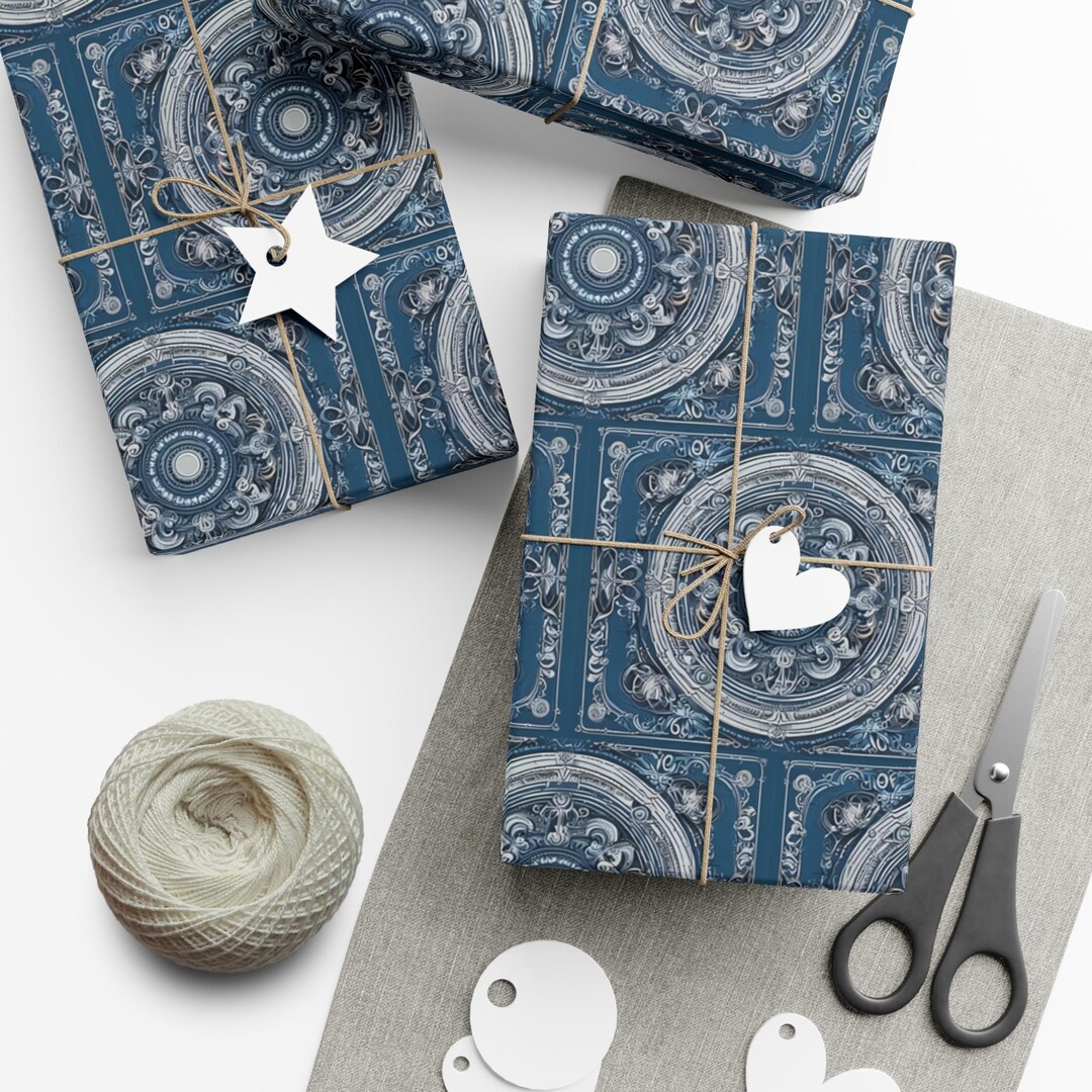 Blue White Circles Gift Wrapping Paper, Matte or Satin, Great for ...