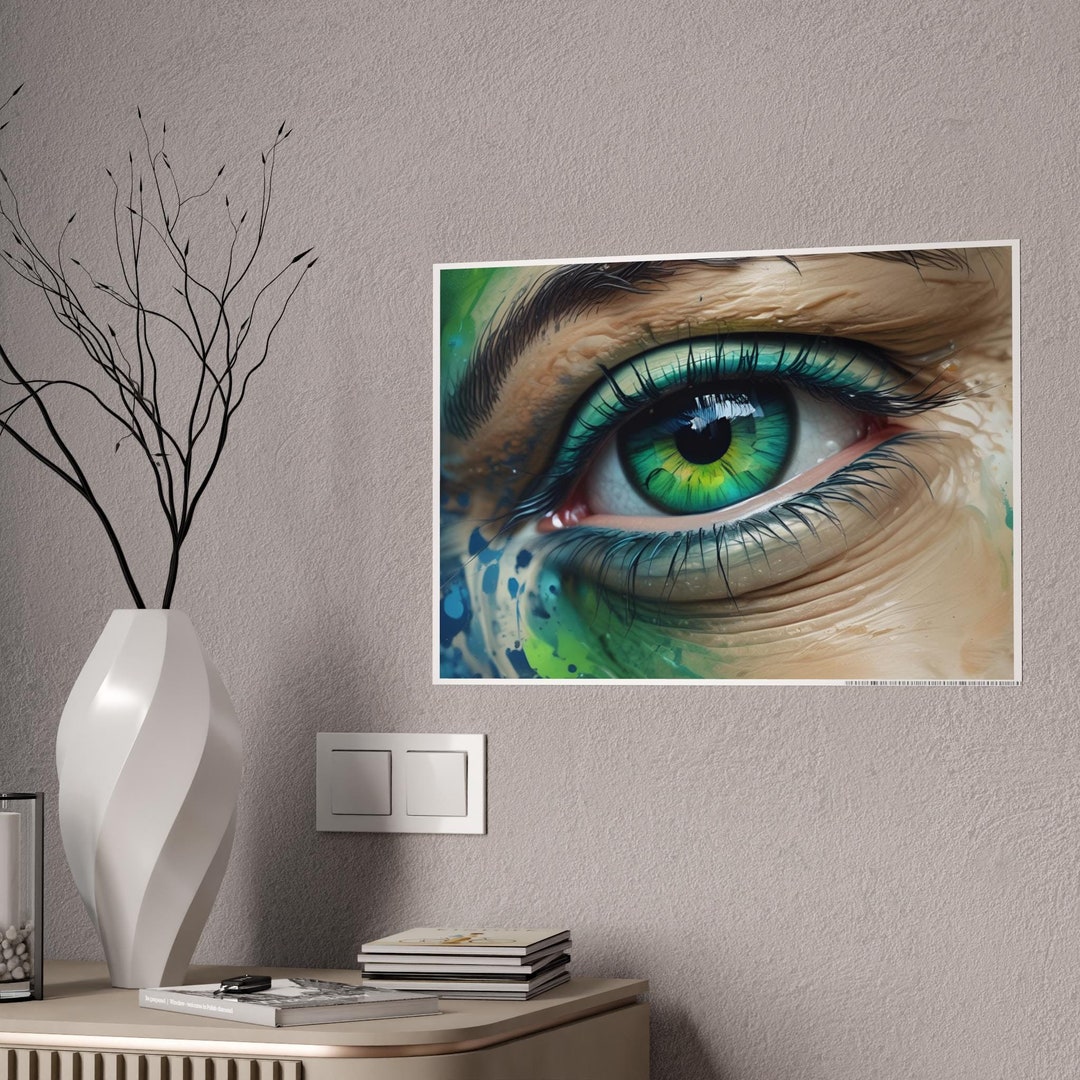 Crying Green Eye Gloss Unframed Paper Poster, Great Home Decor, Office ...