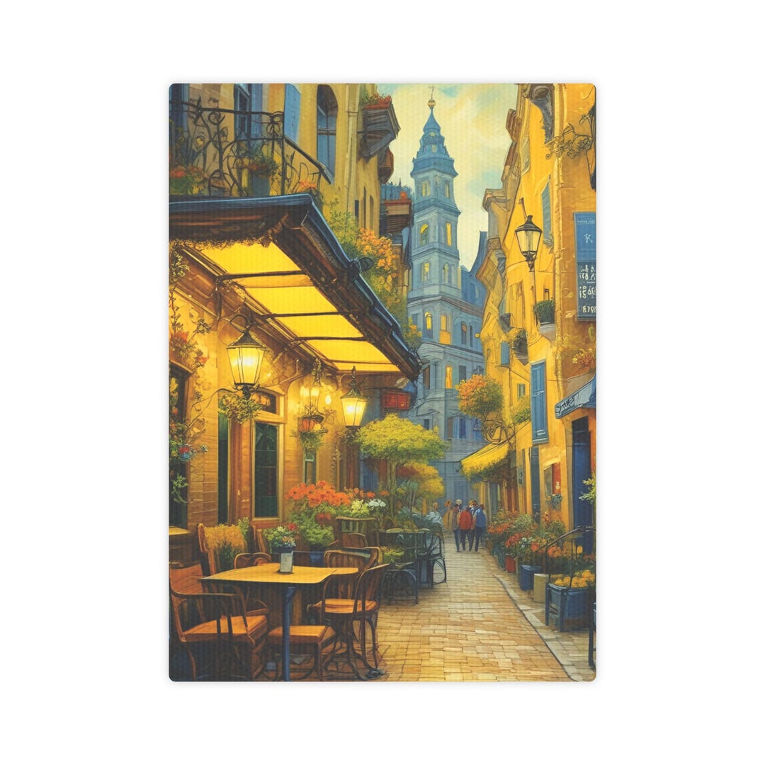 Yellow Town Street 5x7 Canvas Print, Small Wall Decor, Wall Hangings ...