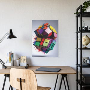 Multi-dimension Colorful Cube Gloss Poster Print, Stylish Wall Art ...