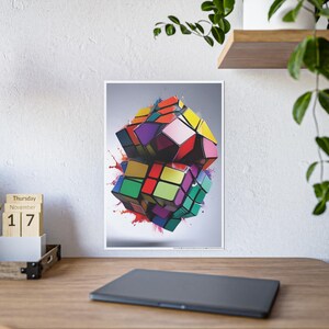 Multi-dimension Colorful Cube Gloss Poster Print, Stylish Wall Art ...
