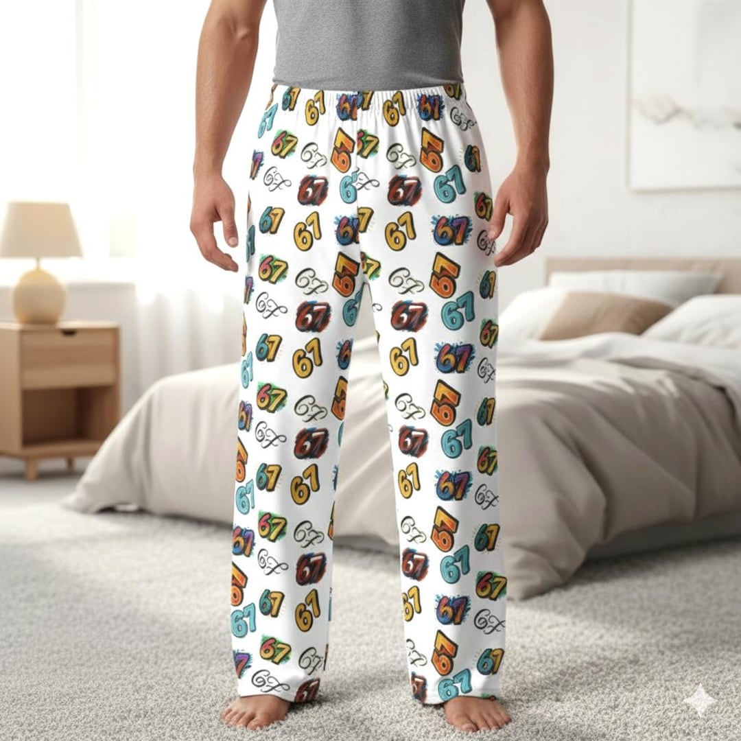 67 Meme, Six Seven, Polyester Men's Pajama Pants, Gift for Him ...