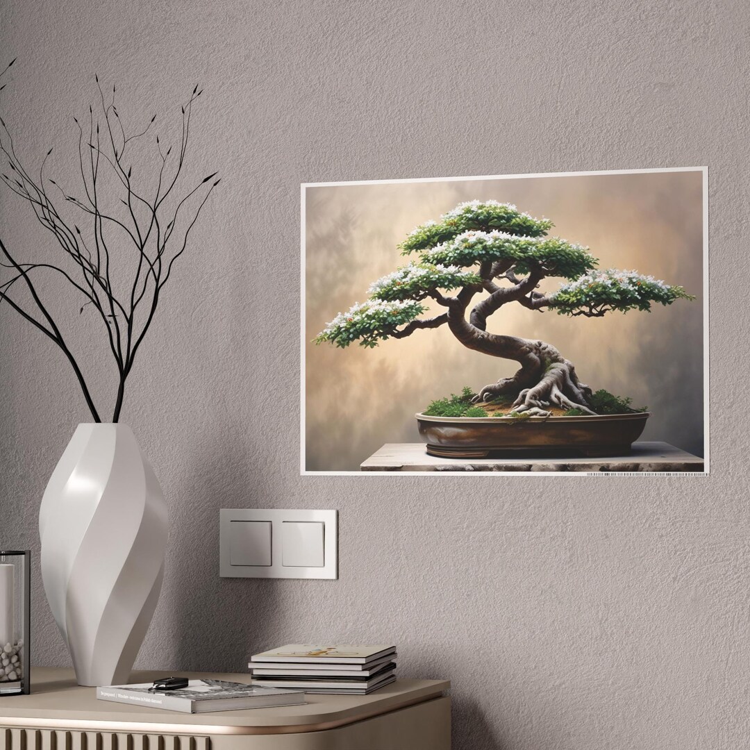 Snowy Bonsai Tree Gloss Poster Print, Stylish Wall Art, Ideal ...