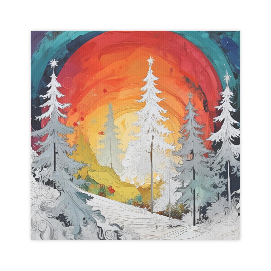 Photo Tile Canvas Wall Art, 8x8, White Snowy Trees, Decor for Office ...