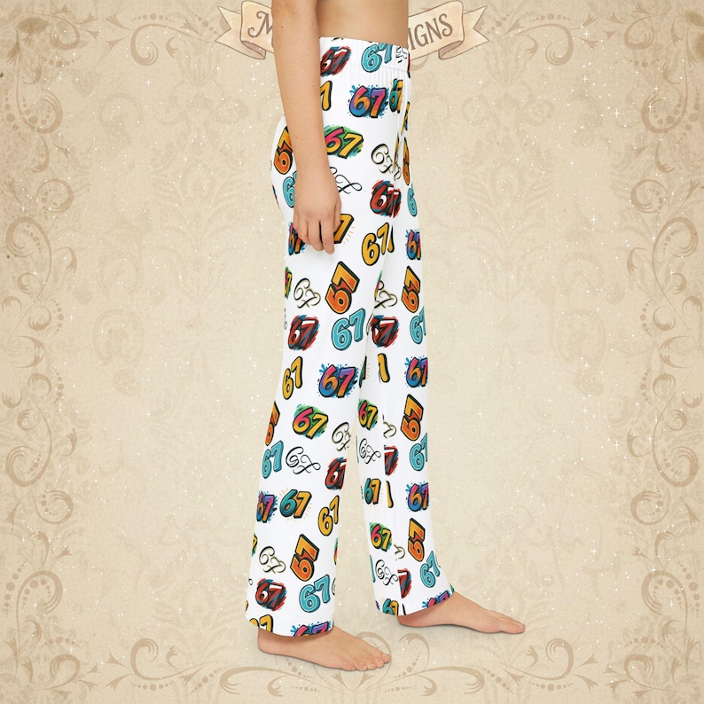 67 Meme, Six Seven, 67, Polyester Kids Pajama Pants, All Over Print - Etsy