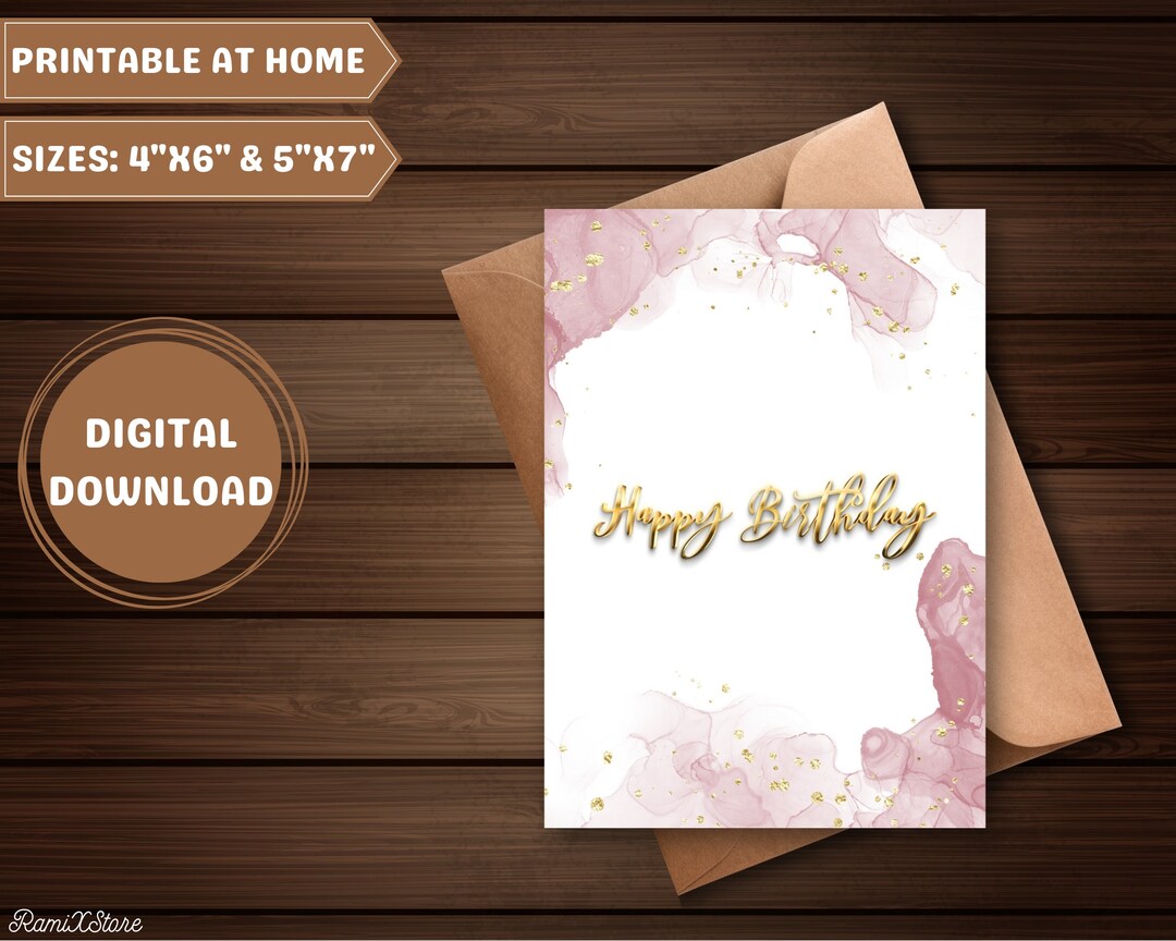 HAPPY BIRTHDAY Beautiful Marble Effect Card, Printable/digital Card ...