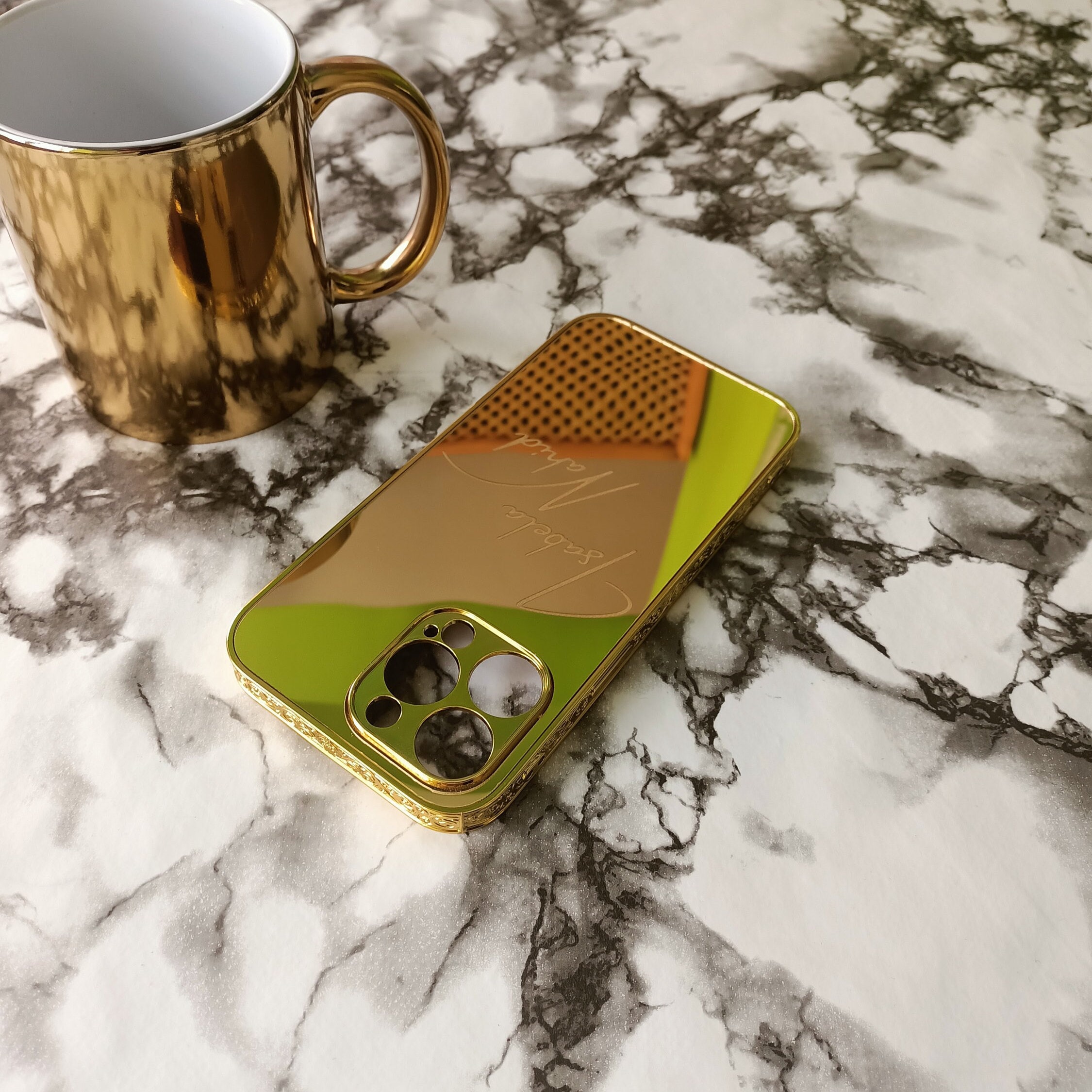 Your Logo Gold Embroidered Customizable iPhone Case / Customizable Gold ...