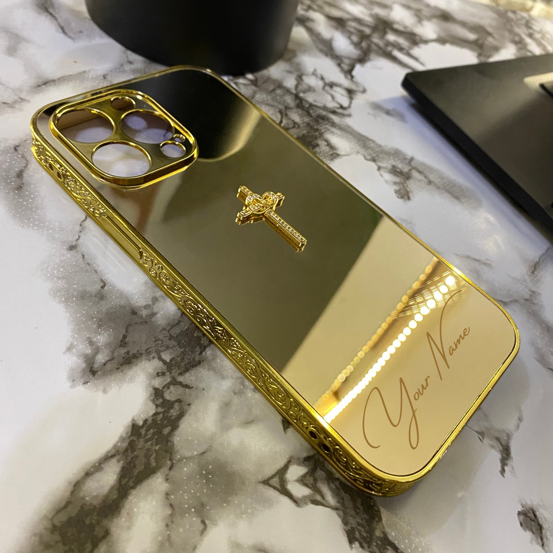 3-D Gold Plated Over Brass Cross Figured Customizable iPhone - Etsy