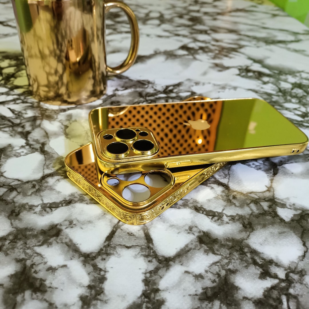 Stars Gold Embroidered and Plain Custom iPhone Case / Customizable Gold ...