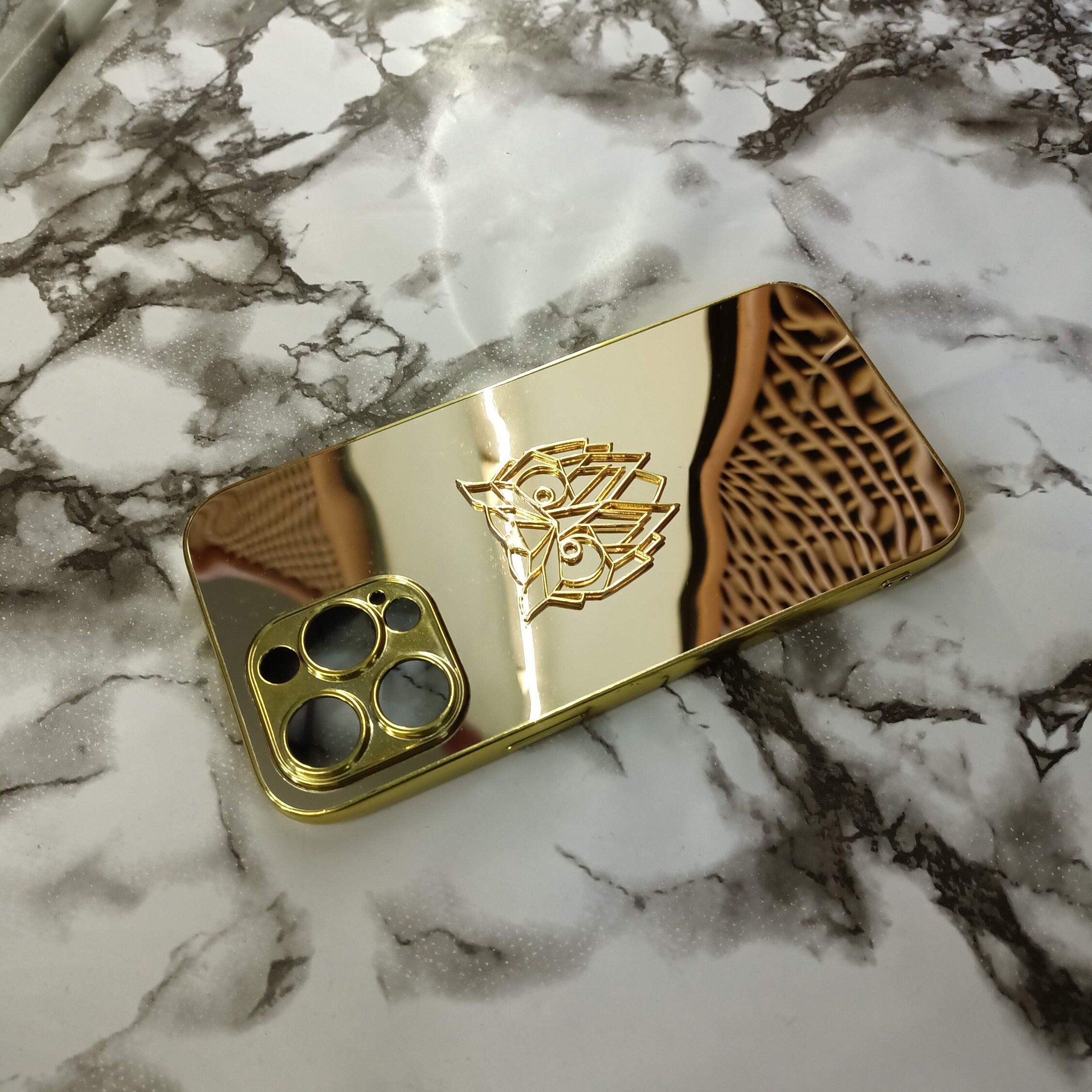 3D Gold iPhone Case / 3-D Gold Plated Over Brass Owl Figured ...