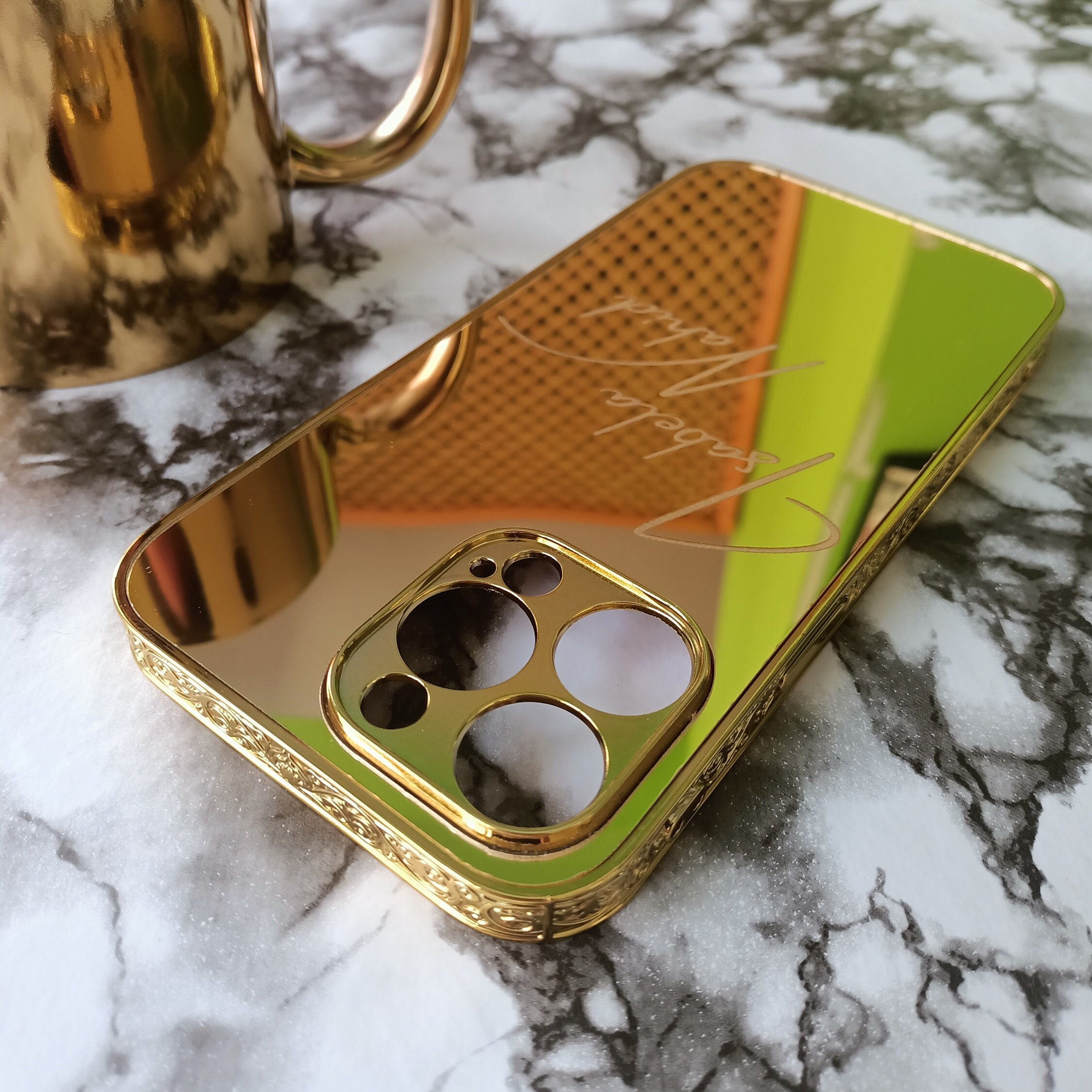 Your Logo Gold Embroidered Customizable iPhone Case / Customizable Gold ...