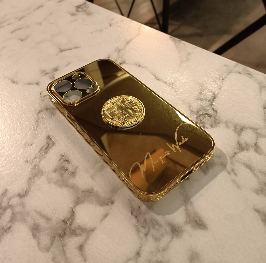 3D Gold Plated Over Brass Bitcoin Figured Customizable iPhone Case With ...