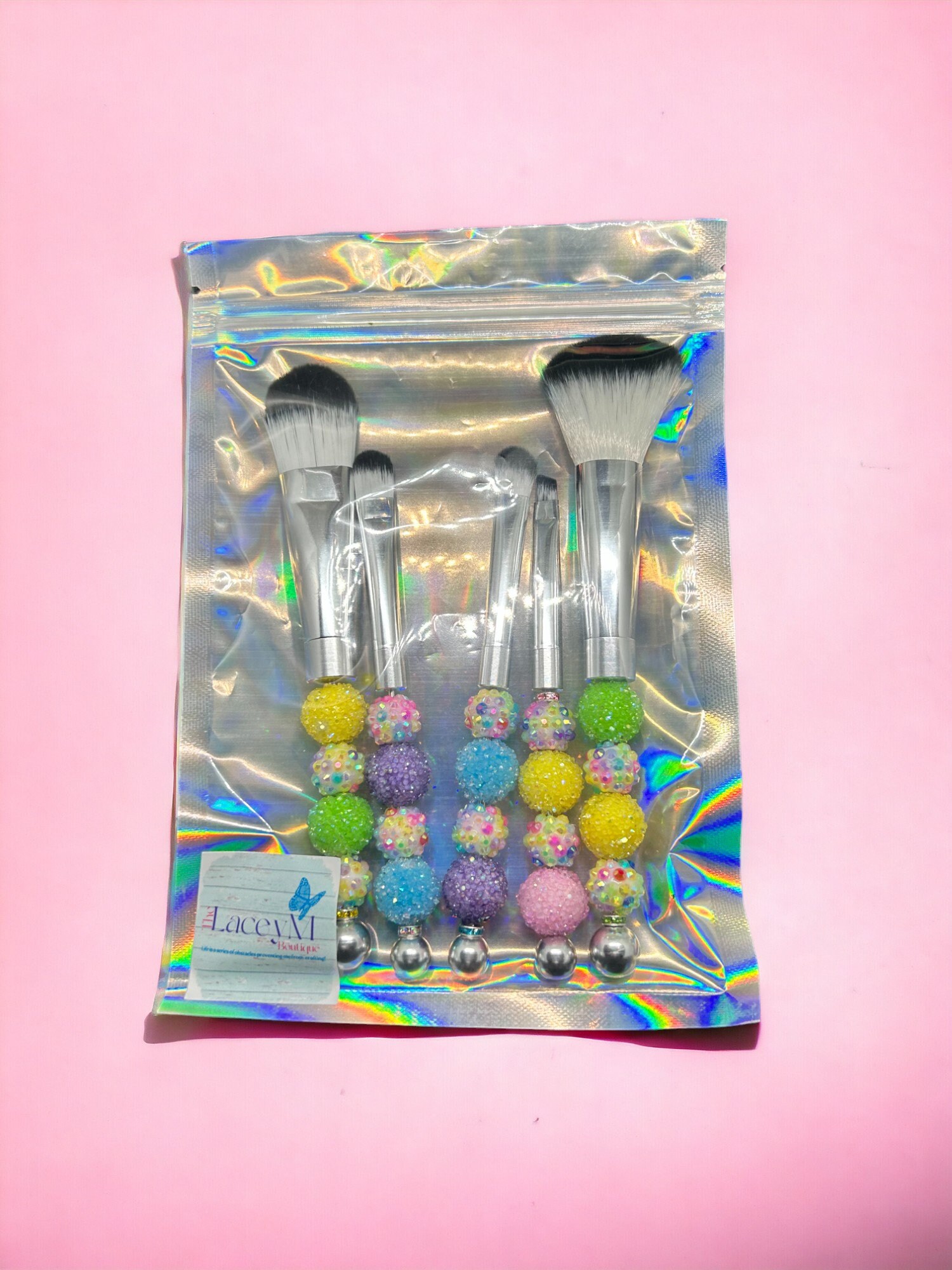 Beaded Make-up Brushes, Colorful Bead Handles, 5 Piece Set, Great Gifts ...
