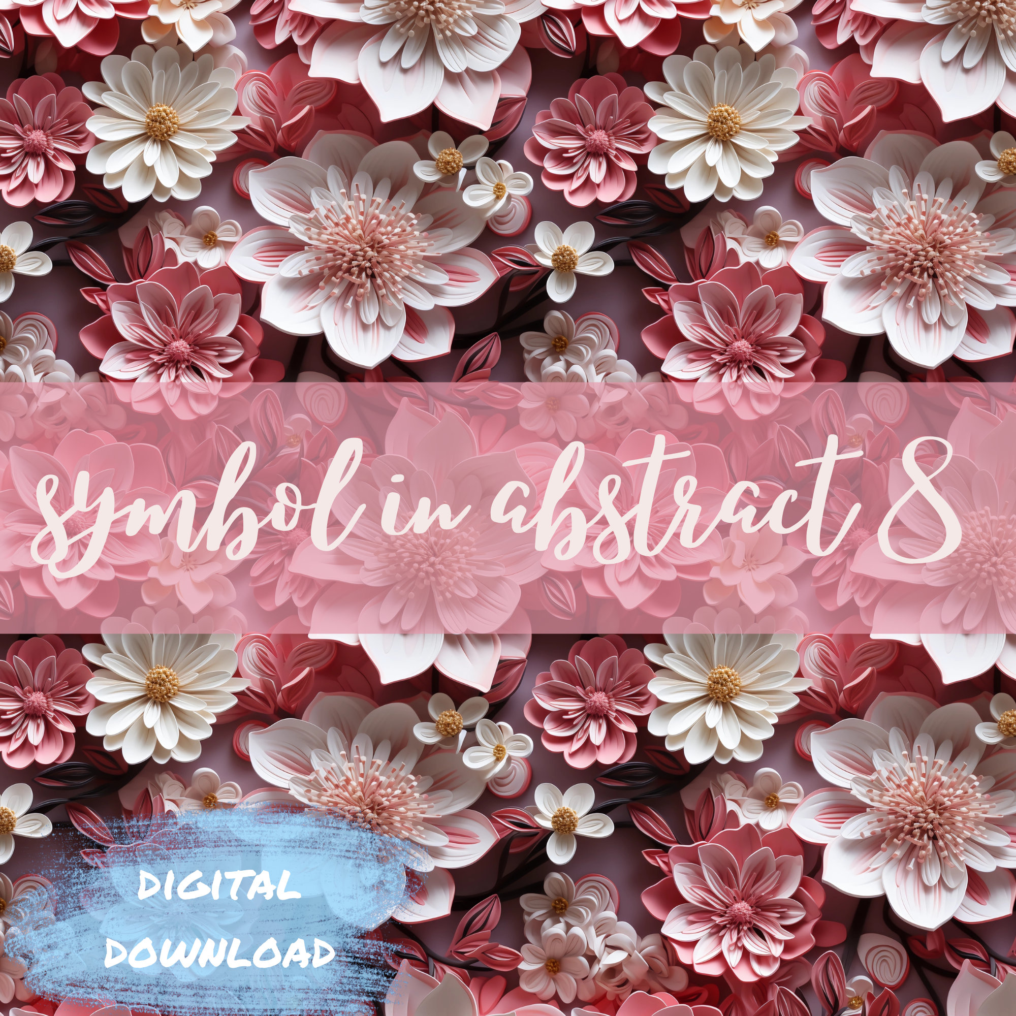 3D Floral Digital Paper, 3D Floral Pattern, 3D Flower Digital Paper, 3D ...