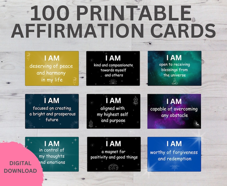 I Am Affirmation Cards, Positive Affirmation Cards, Mindfullnes Cards ...