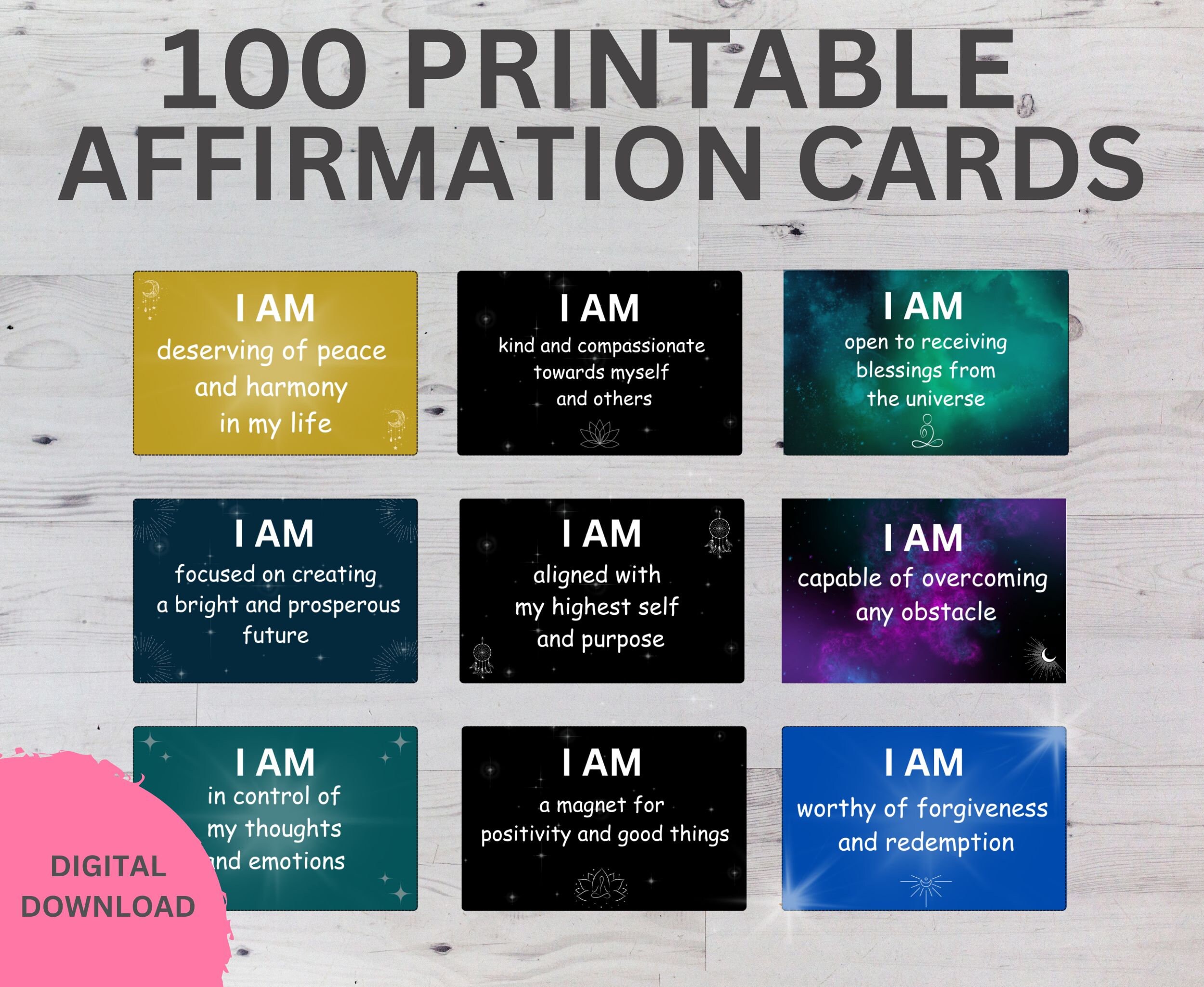 I Am Affirmation Cards, Positive Affirmation Cards, Mindfullnes Cards ...