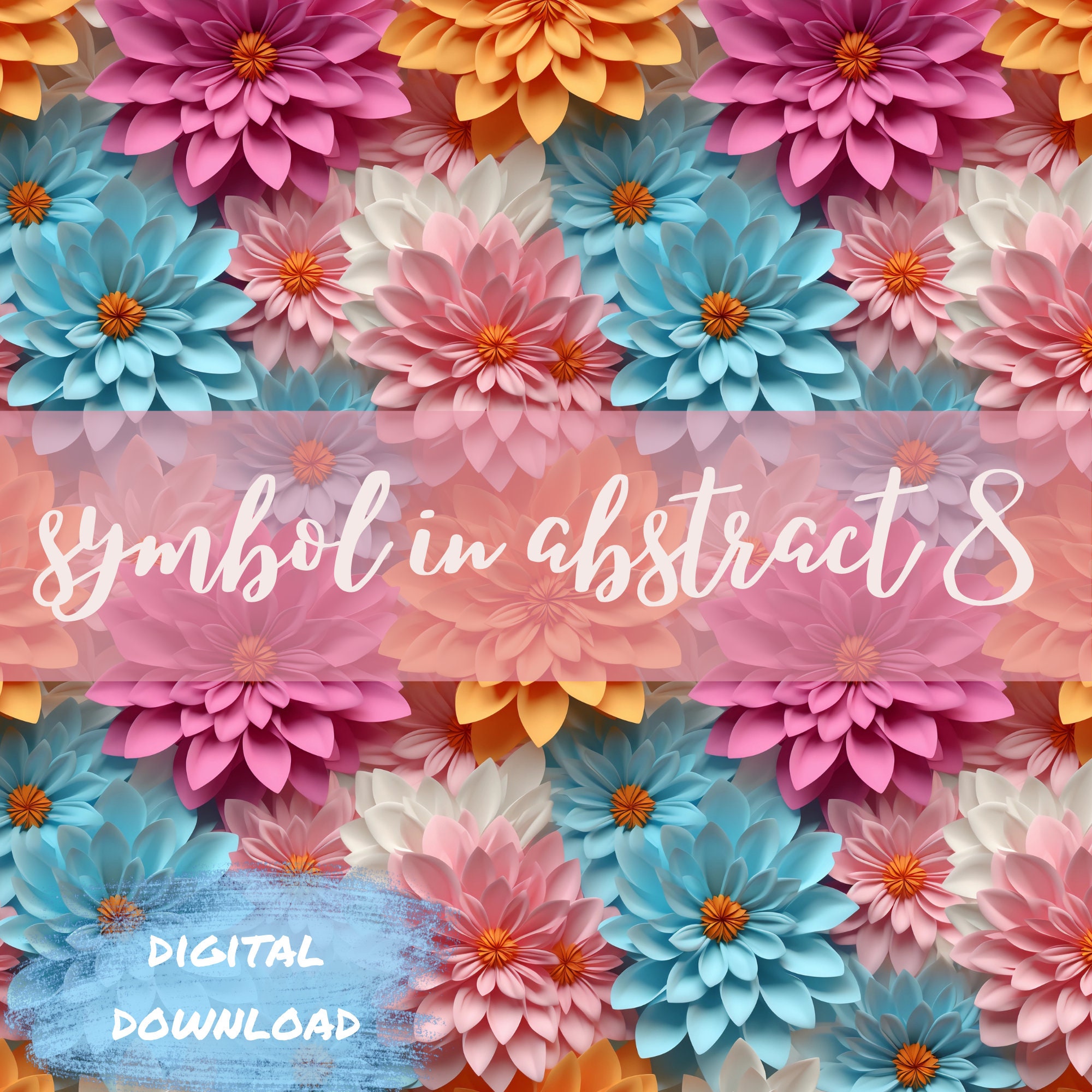 3D Floral Digital Paper, 3D Floral Pattern, 3D Flower Digital Paper, 3D ...