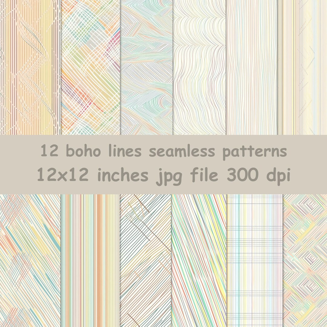 Boho Lines Seamless Pattern, Boho Digital Paper, Boho Seamless Pattern ...