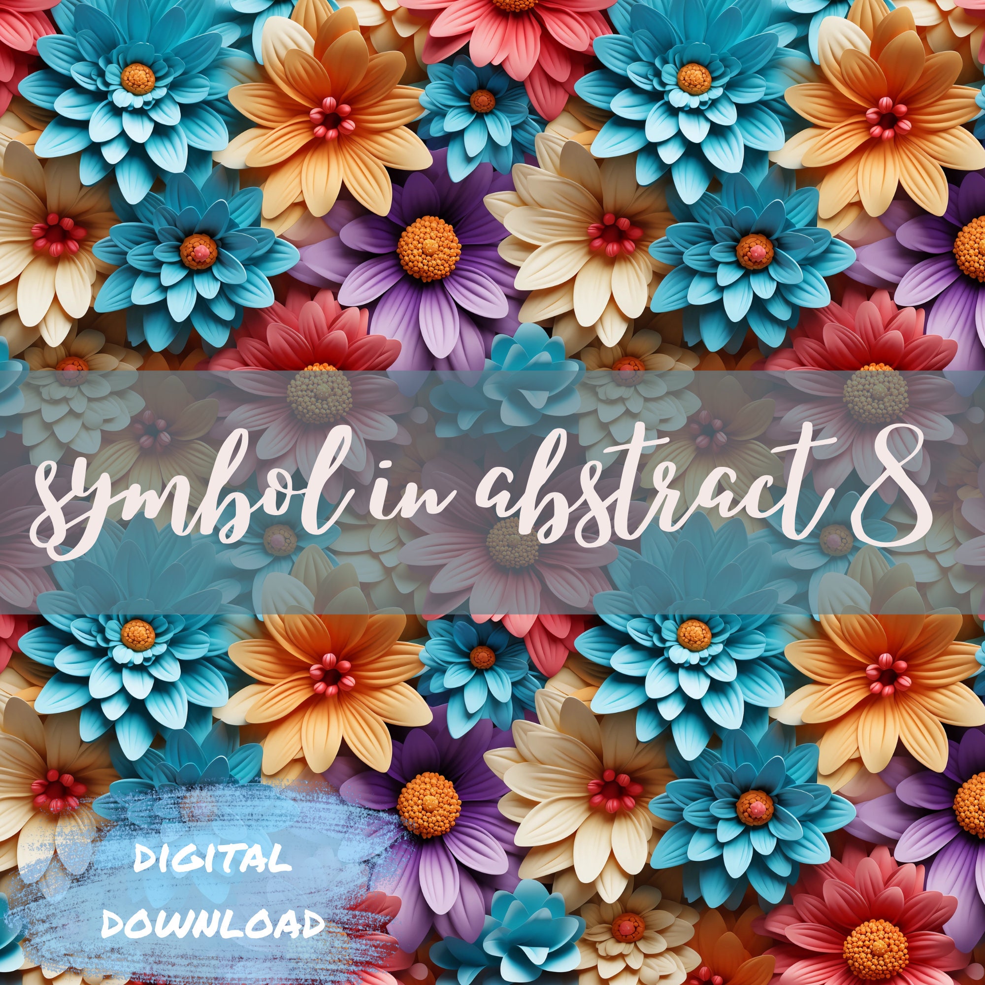 3D Floral Digital Paper, 3D Floral Pattern, 3D Flower Digital Paper, 3D ...