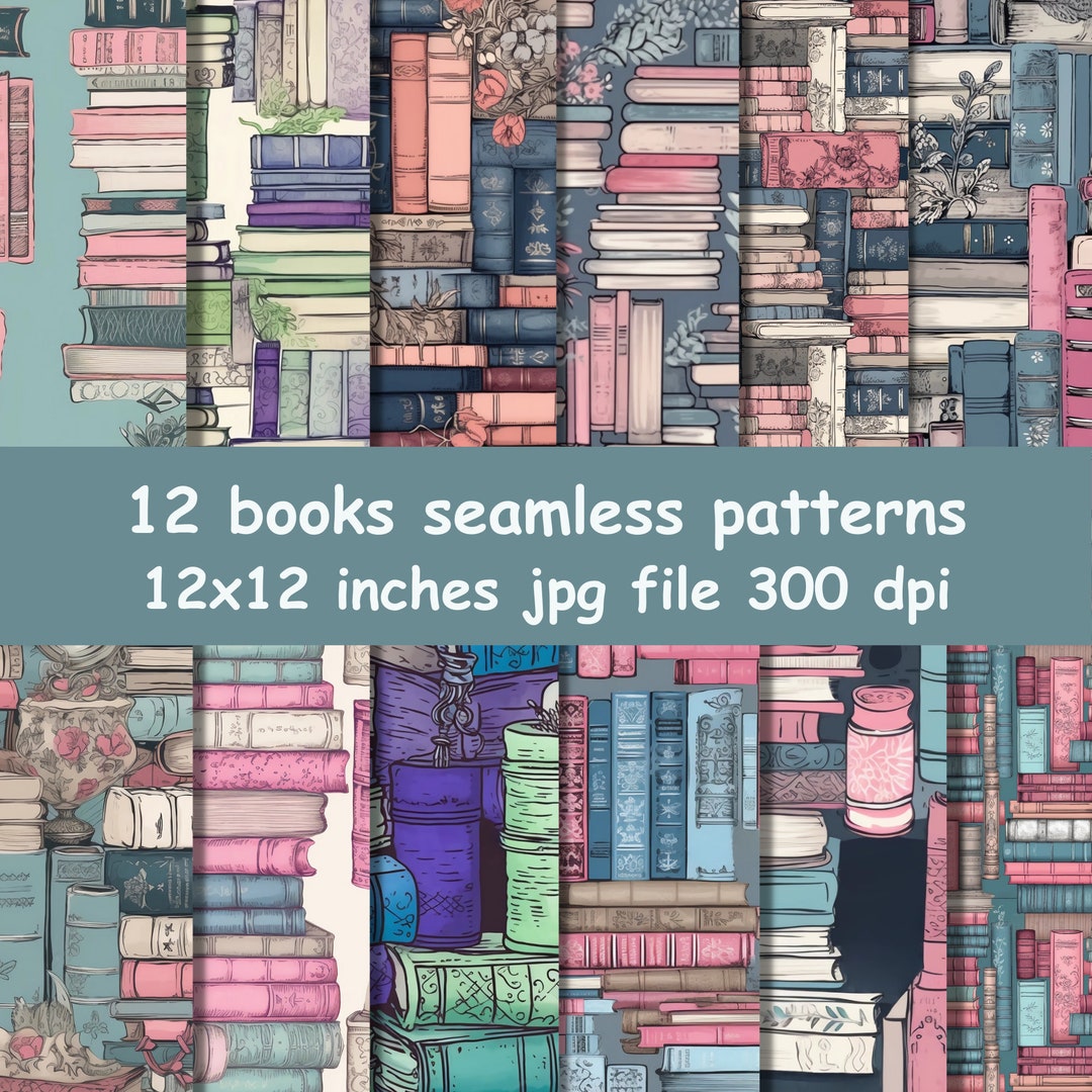 Book Seamless Pattern, Books Digital Paper, Books Digital File, Books ...