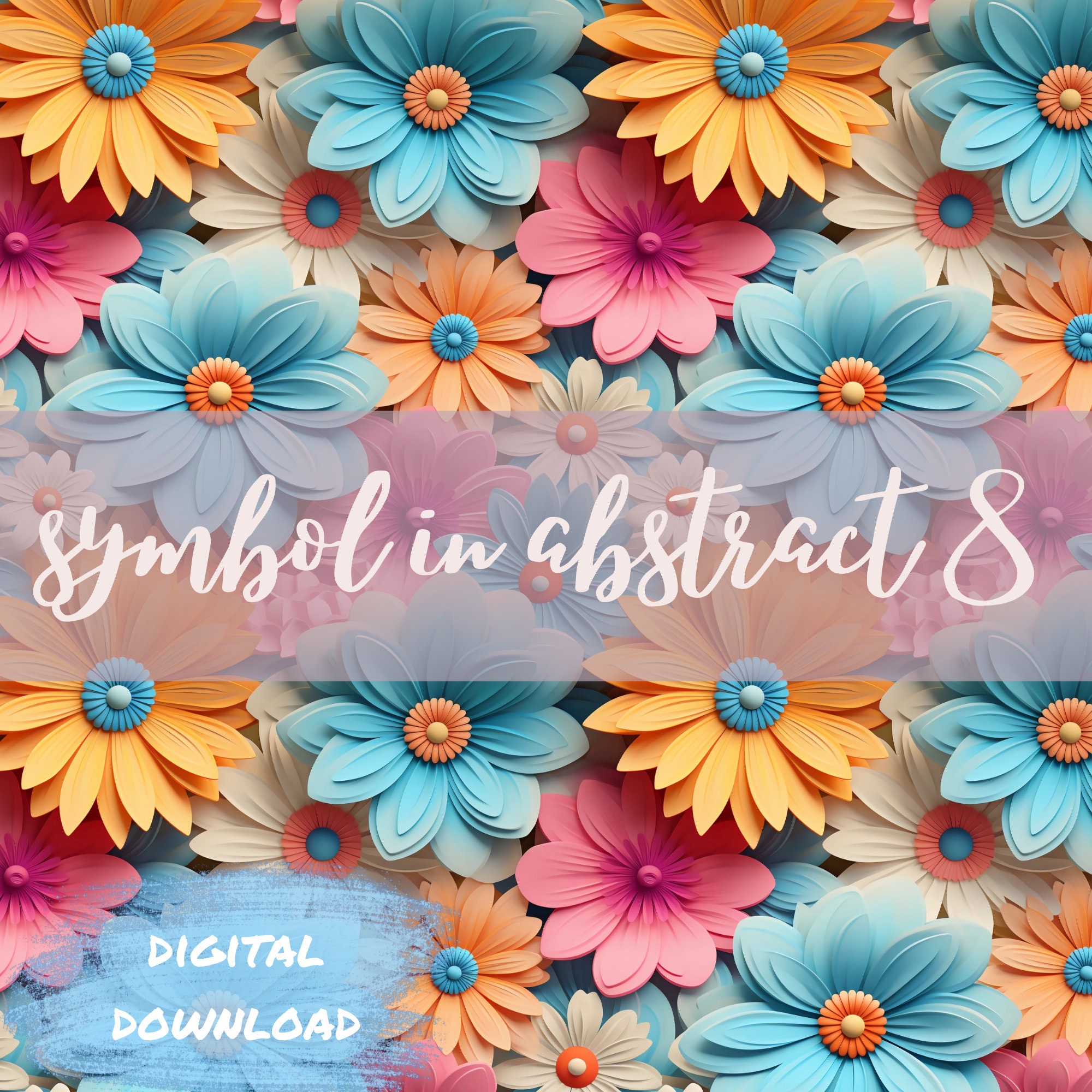 3D Floral Digital Paper, 3D Floral Pattern, 3D Flower Digital Paper, 3D ...