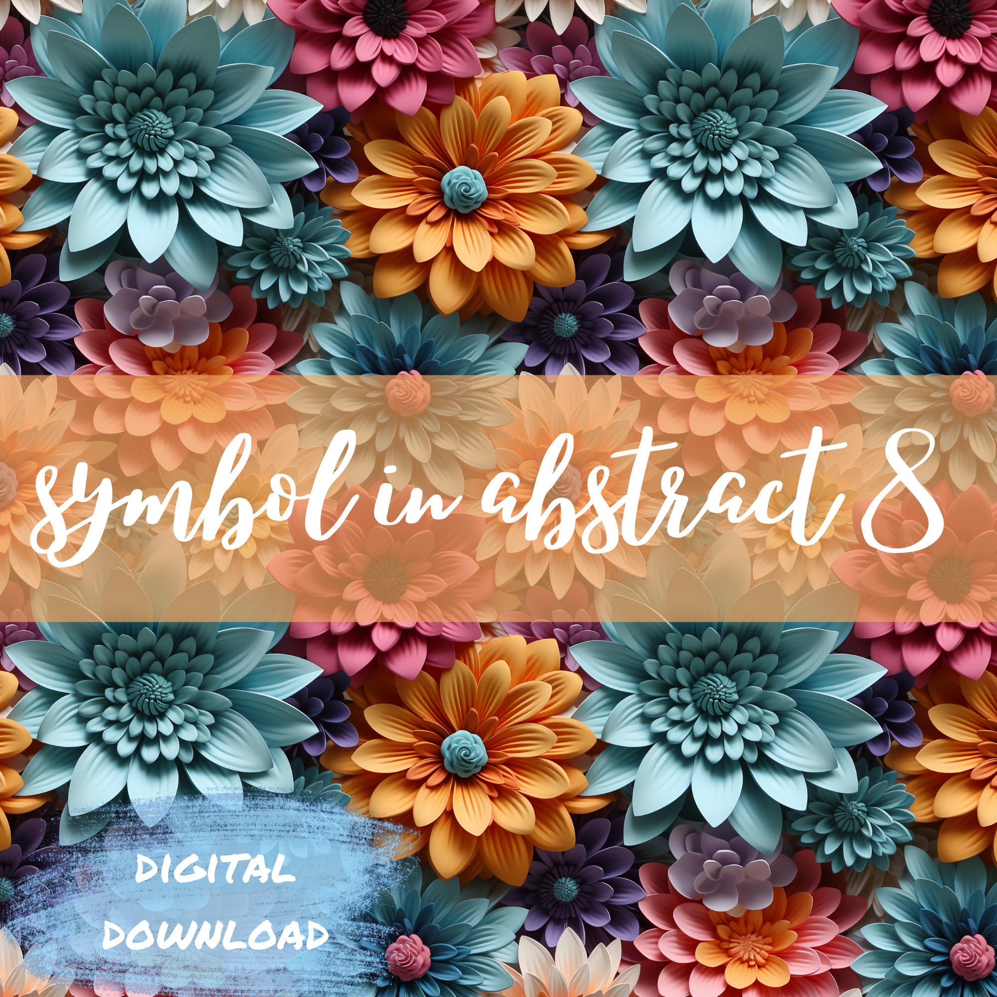 3D Floral Digital Paper, 3D Floral Pattern, 3D Flower Digital Paper, 3D ...