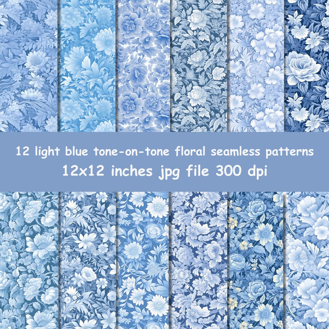 Light Blue Floral Pattern, Tone on Tone Pattern, Light Blue Flowers ...