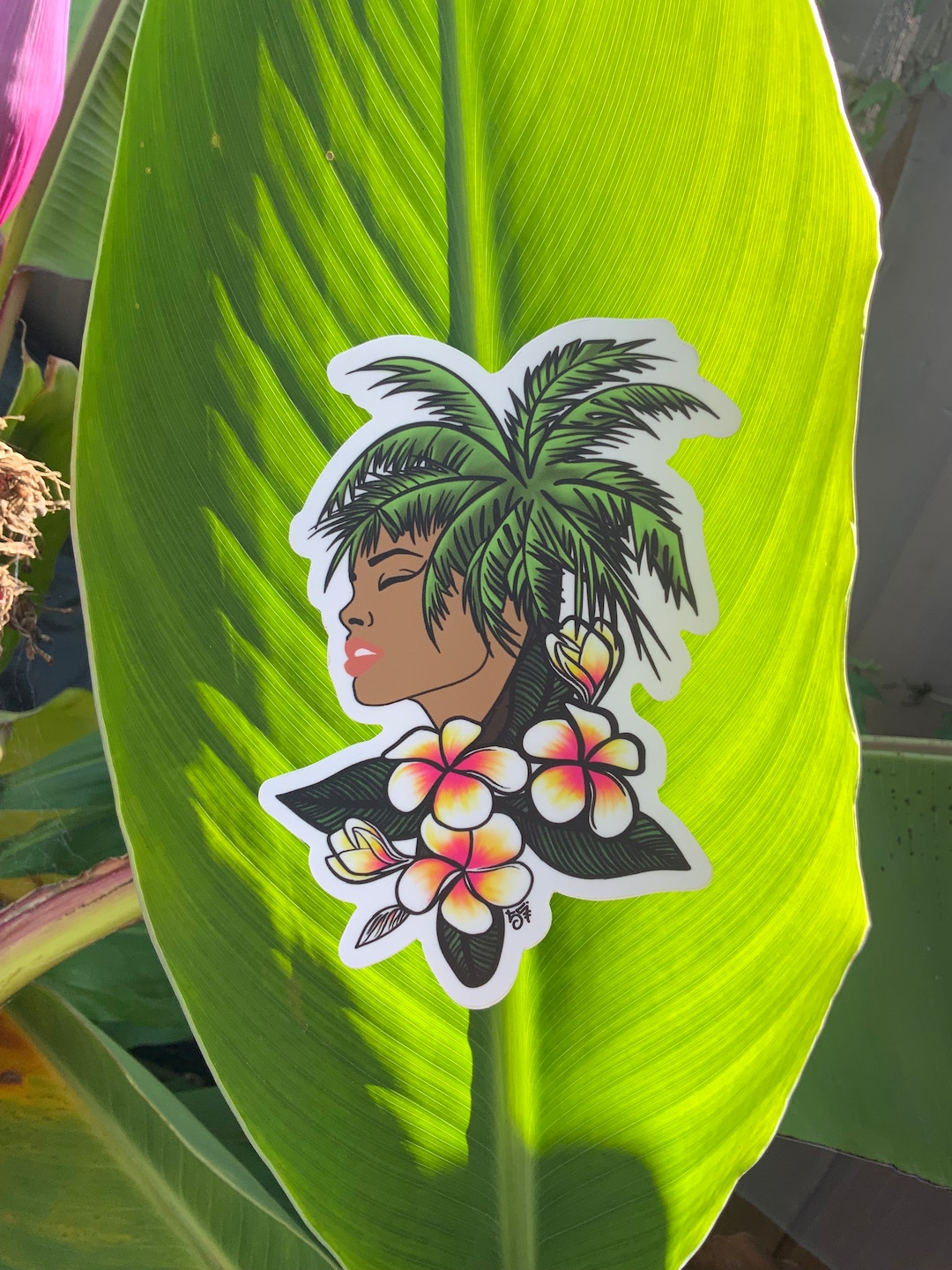 Palm Girl Sticker | Palm Tree Sticker | Beach Sticker | Flower Sticker ...