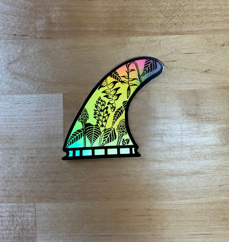 Holographic Surfboard Fin Sticker| Holographic Sticker | Beach Sticker ...