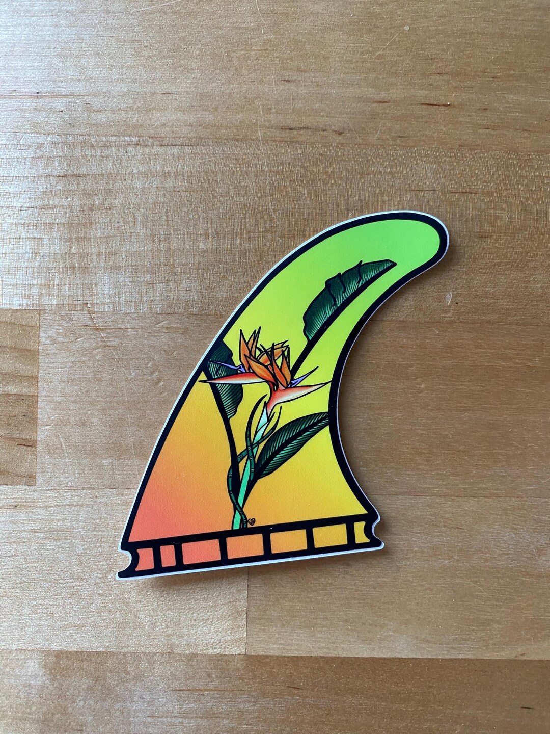 Surfboard Fin Sticker | Bird of Paradise Fin Sticker | Tropical Sticker ...