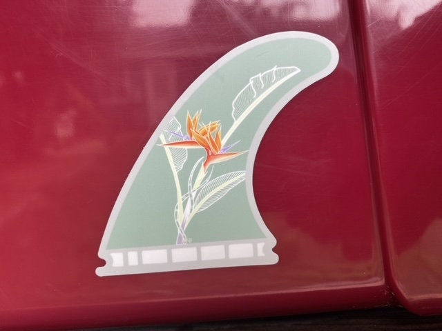 Surfboard Fin Sticker Bird of Paradise Fin Sticker Tropical Sticker ...