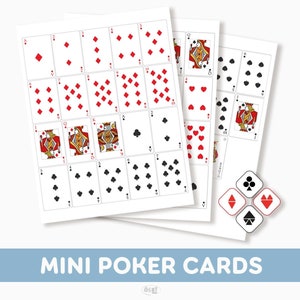 Classic 56 Poker Playing Mini Cards | Printable PDF | Png Svg Files ...