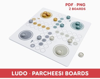 Minimal Ludo Gameboards & Tokens 2 Ludo Printable PDF PNG Dice Game US ...