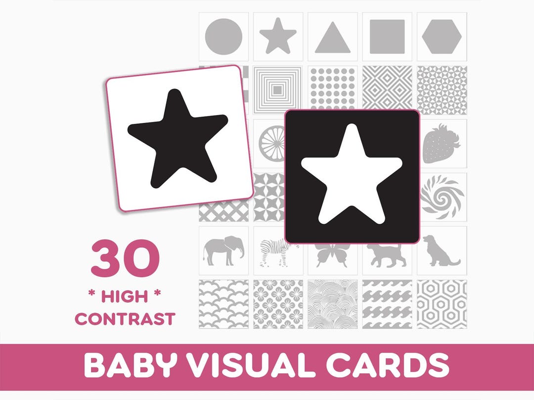VISUAL Baby Sensory Flash Cards, High Contrast Infant Stimulation for ...